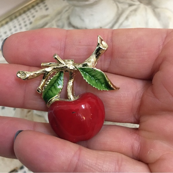 Vintage | Jewelry | Vintage Red Cherry Pinbrooch By Gerrys | Poshmark